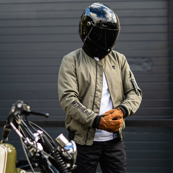 Motorcycle Jacket Protective Textile Alpha Bomber Green | Armored AAA ...